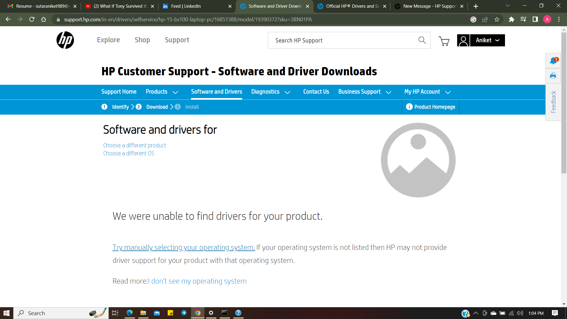 i didn't go to "software and drivers " in Hp website throug... - HP ...