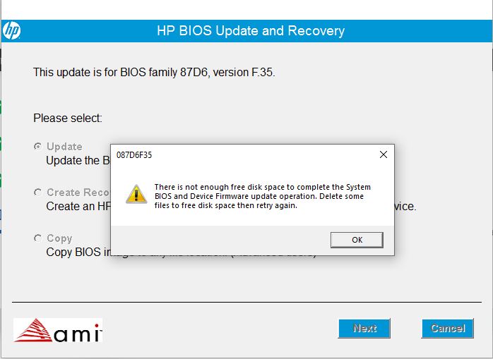 Unable to update BIOS - HP Support Community - 8706208