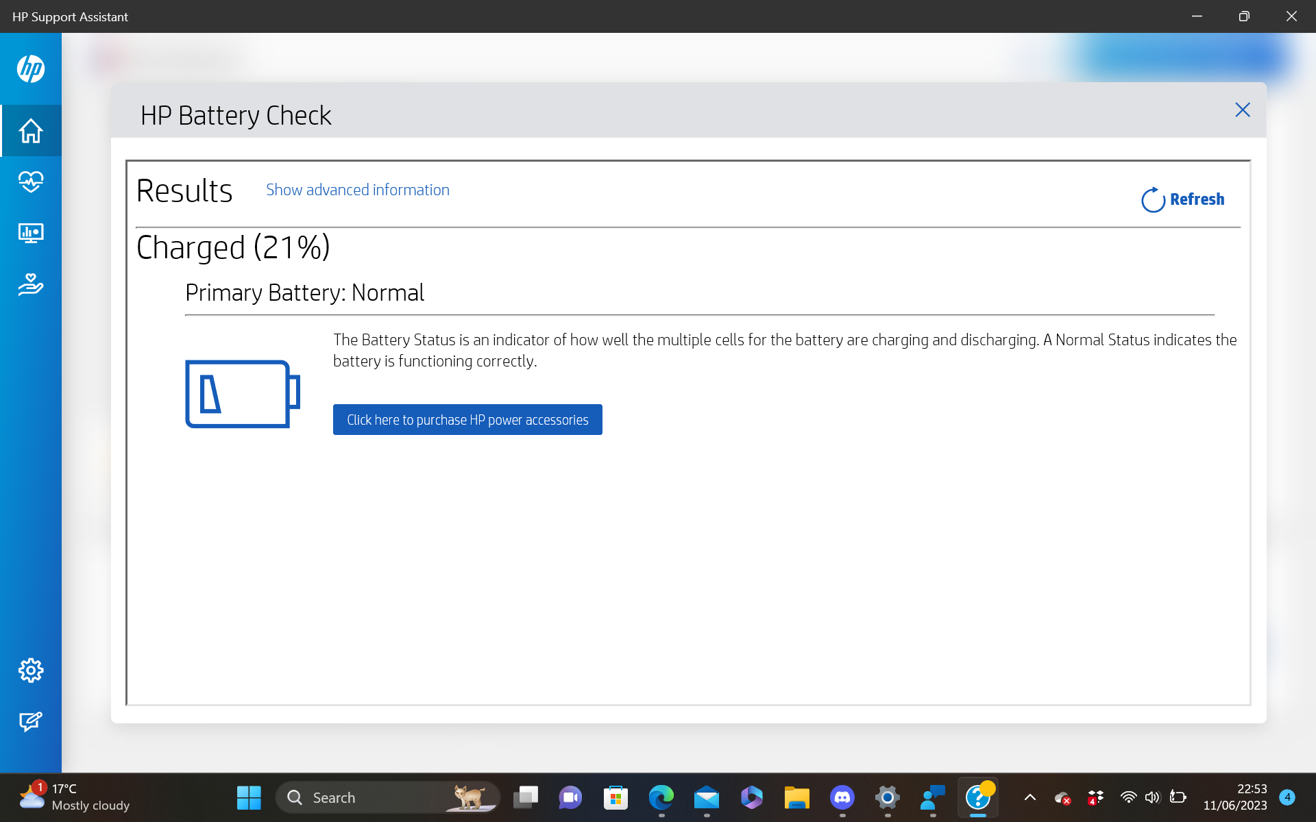 drain battery even off and cannot charge over 21%, on charge... - HP ...