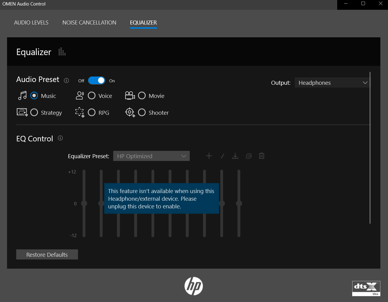 OMEN Audio Control - equalizer doesn't work with headphones, - HP ... OMEN Audio Control - equalizer doesn't work with headphones, - HP ...