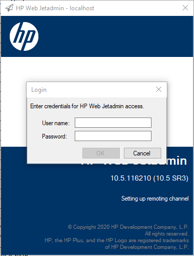 Web JetAdmin 10.5.116210 (10.5 SR3) "Enter credentials for... - HP Support Community - 8718336