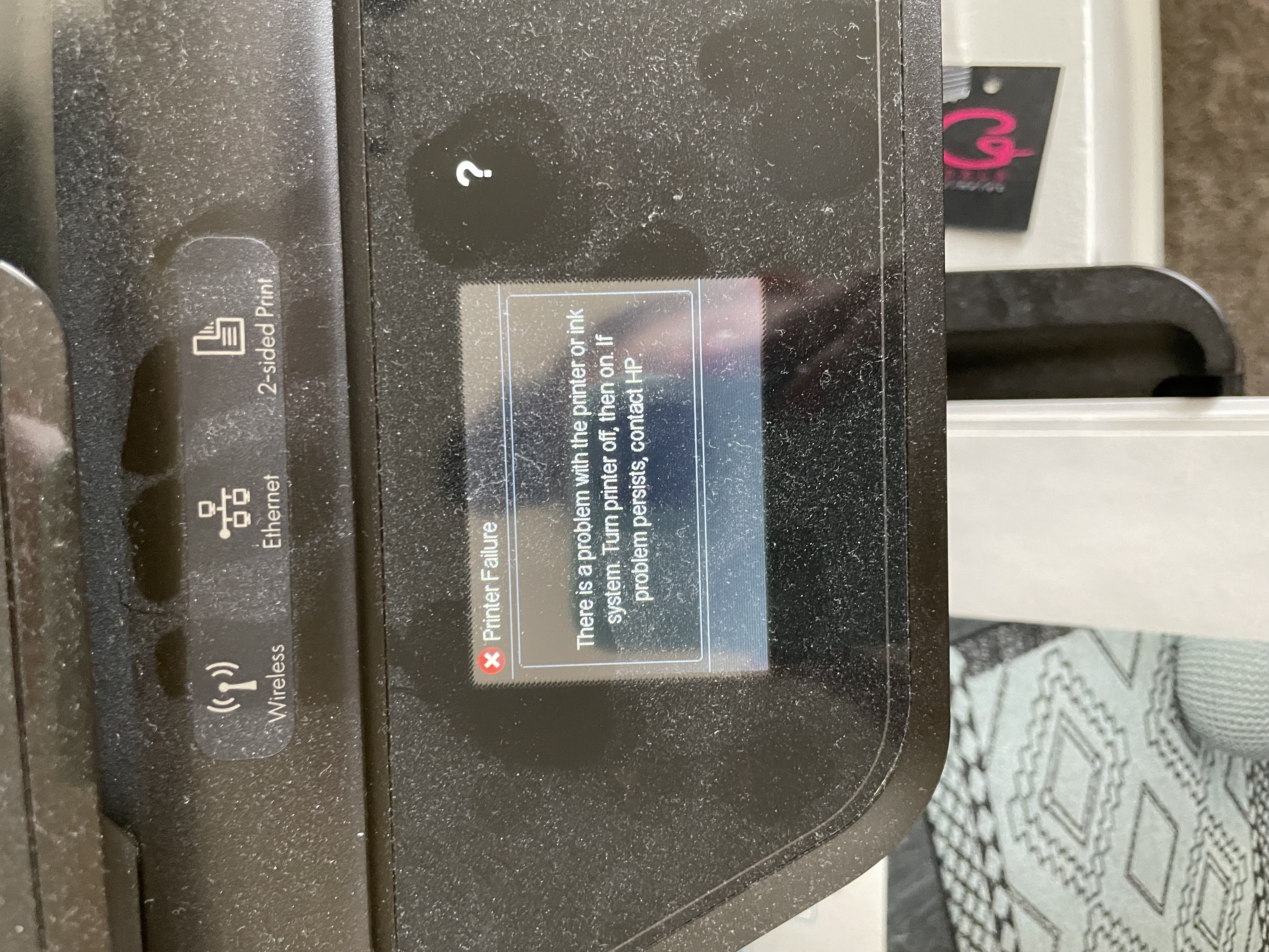 Error says printer or ink failure - HP Support Community - 8721879