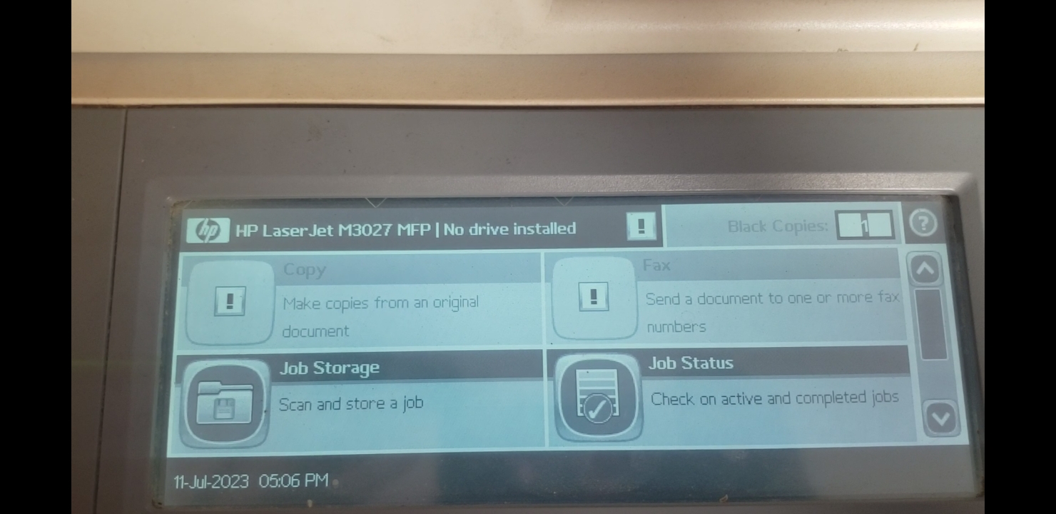 Hp Printer Copy disabled: No drive Installed - HP Support Community ...
