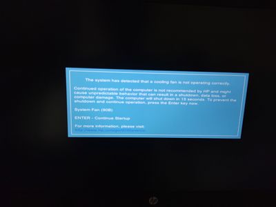 Fan error - HP Support Community - 8731483