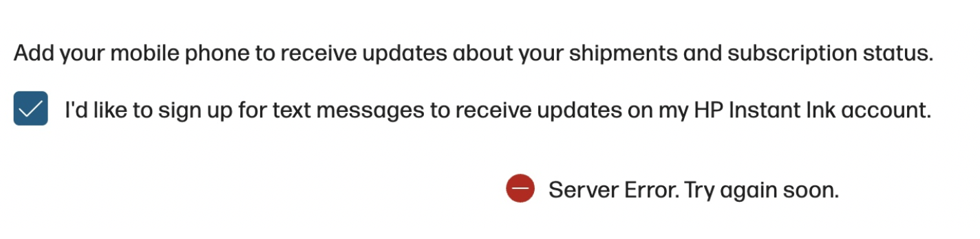 Server Error while placing instant ink order - HP Support Community ...