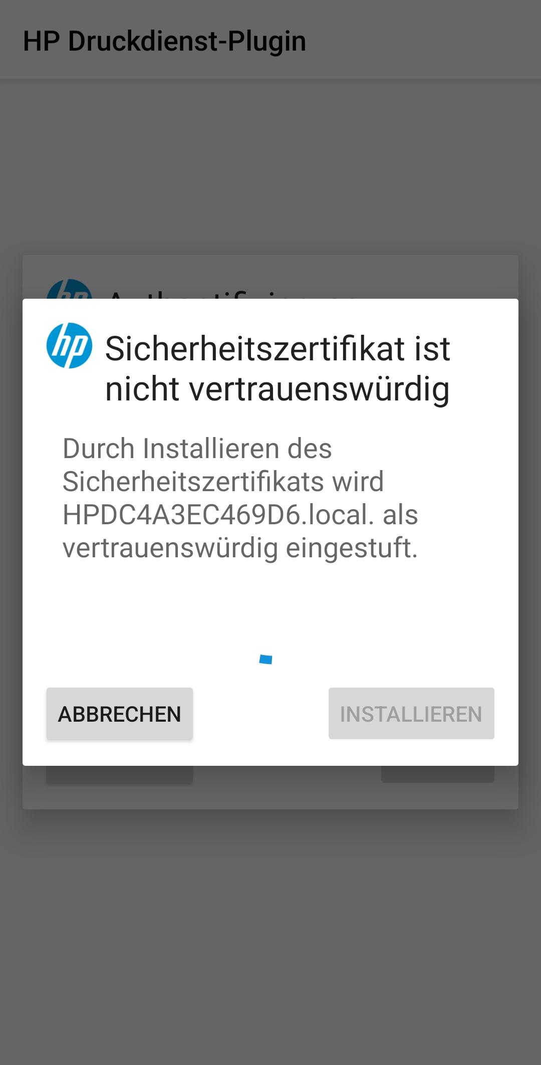 Authentification on Hp Printing Plugin not possible - HP Support ...