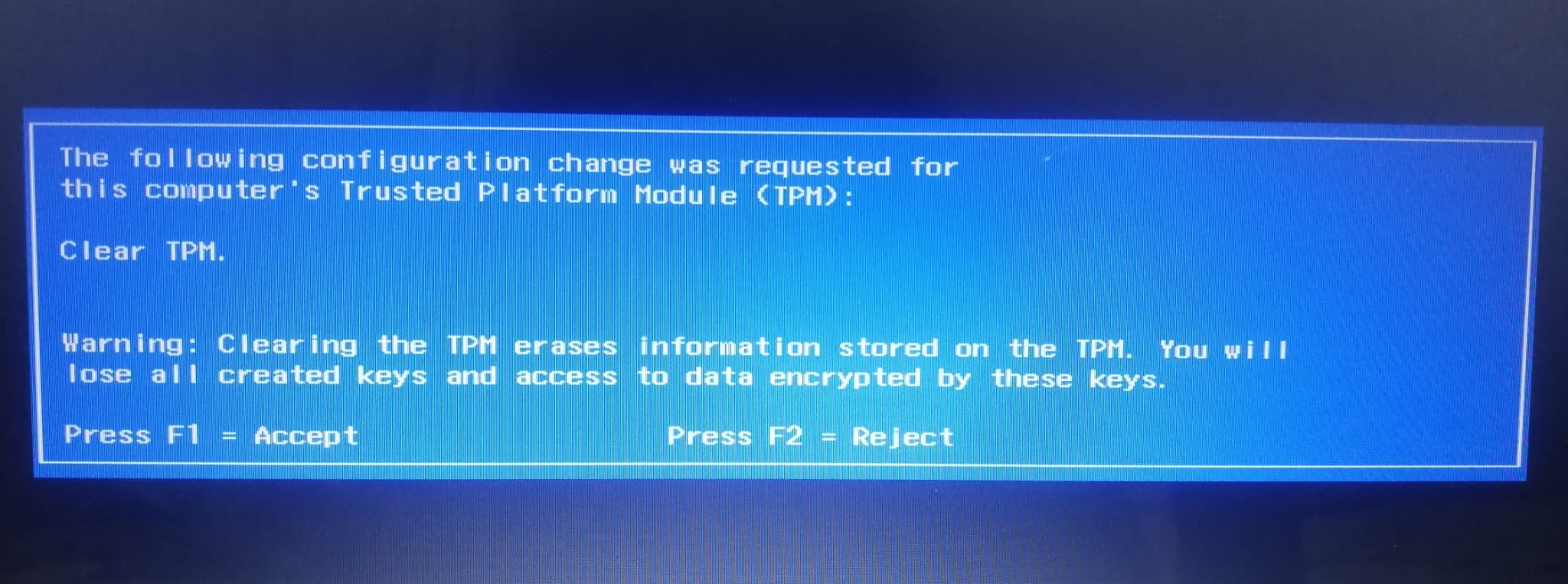 Stuck on TPM Cleanup Warning While Resetting System in Windo... - HP ...