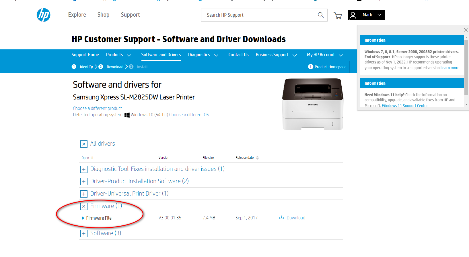 Solved: Latest firmware for Samsung printer M2825DW? - HP Support ...