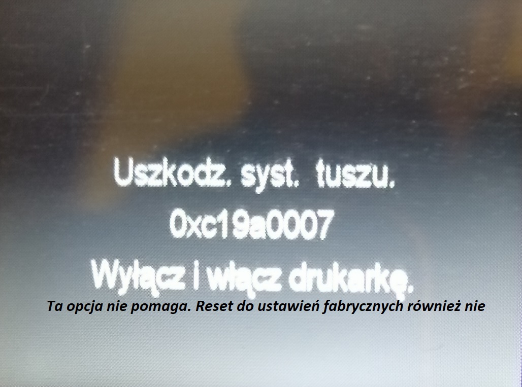 Komunikat Błąd drukowania OcX 19a0007 - HP Support Community - 8850300