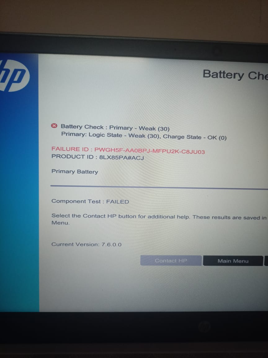 battery test is failed - HP Support Community - 8850685