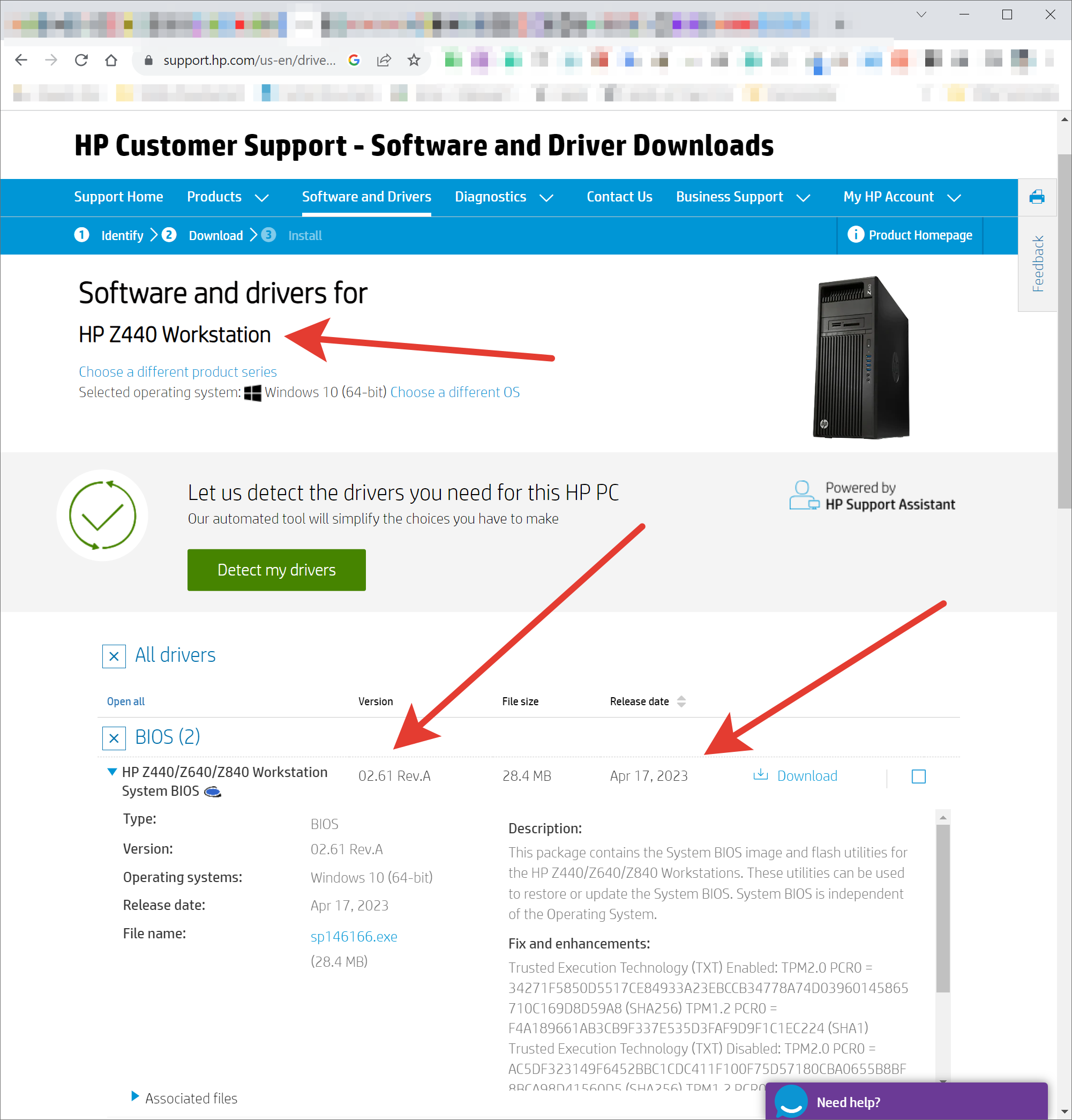HP Support Assistant: BIOS updated vs HP Docs web-site Updat... - HP ...