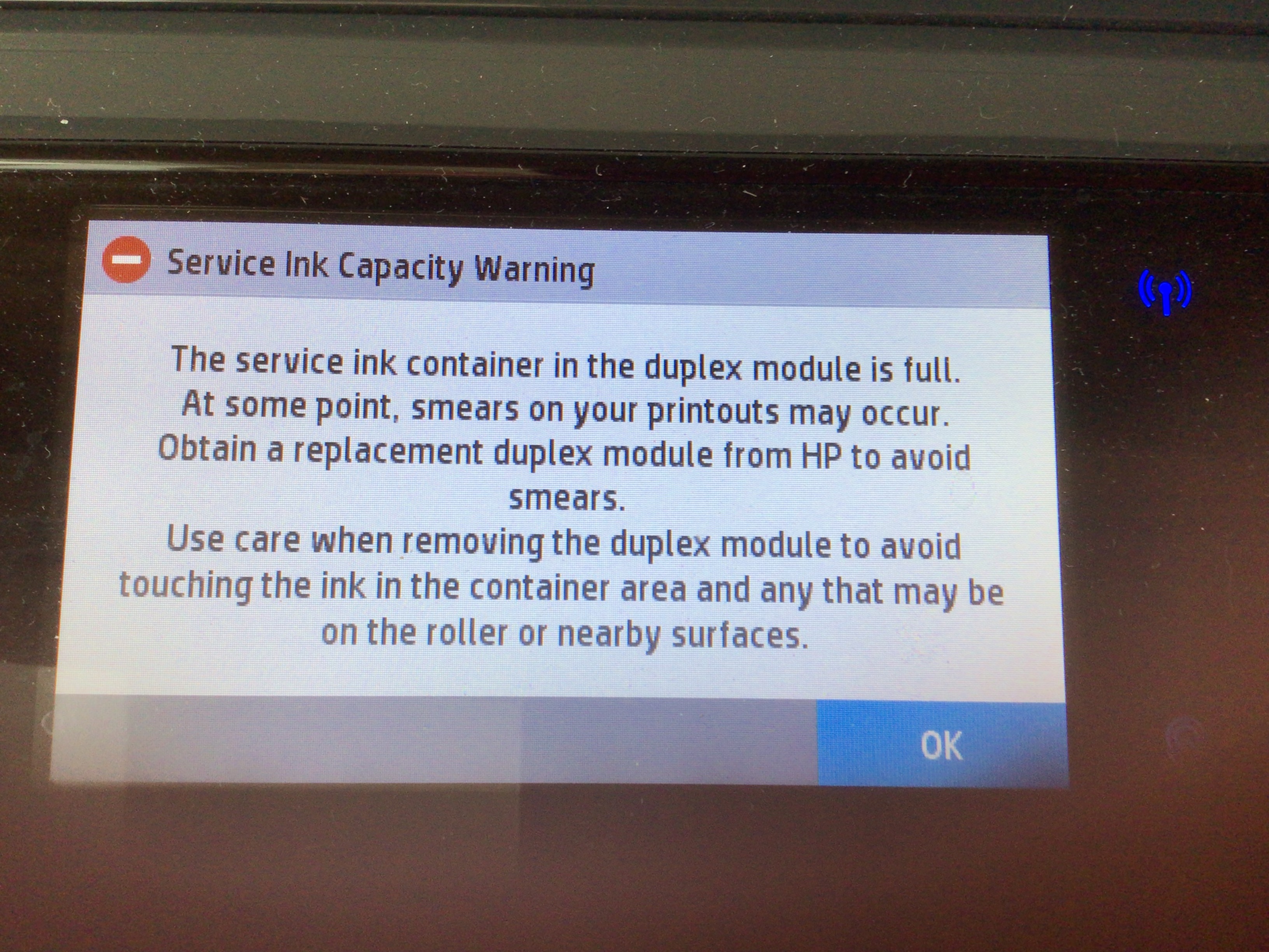 Service ink capacity warning HP Pagewide Pro MFP 477dw - HP Support ...