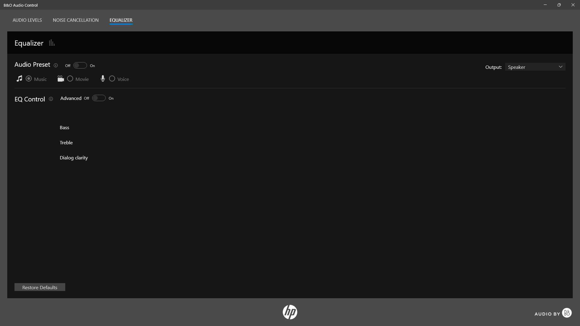 Problems with B&O Audio Control - HP Support Community - 8868104
