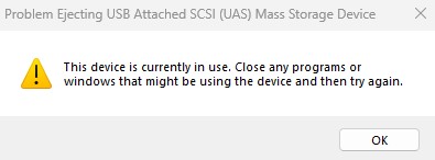 Problem Ejecting External Disk - This device is currently in... - HP ...
