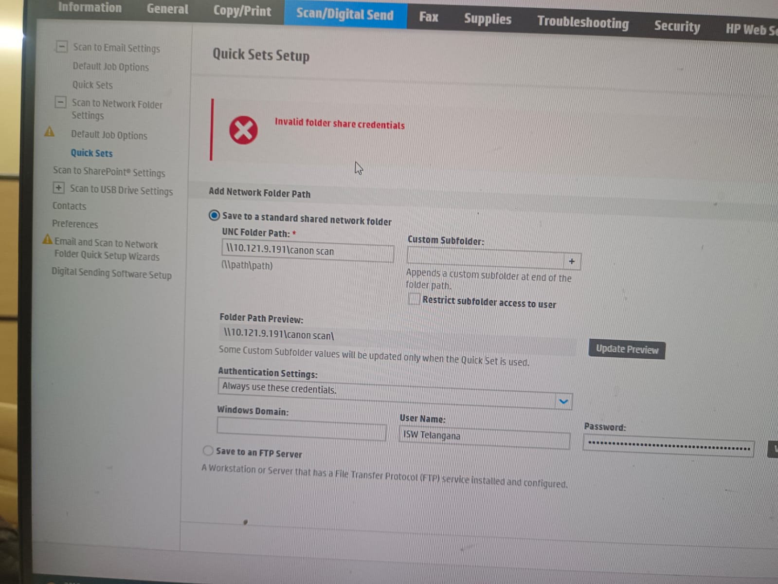 HP colour laserjet MFP e78630 scan to network folder setting... - HP ...