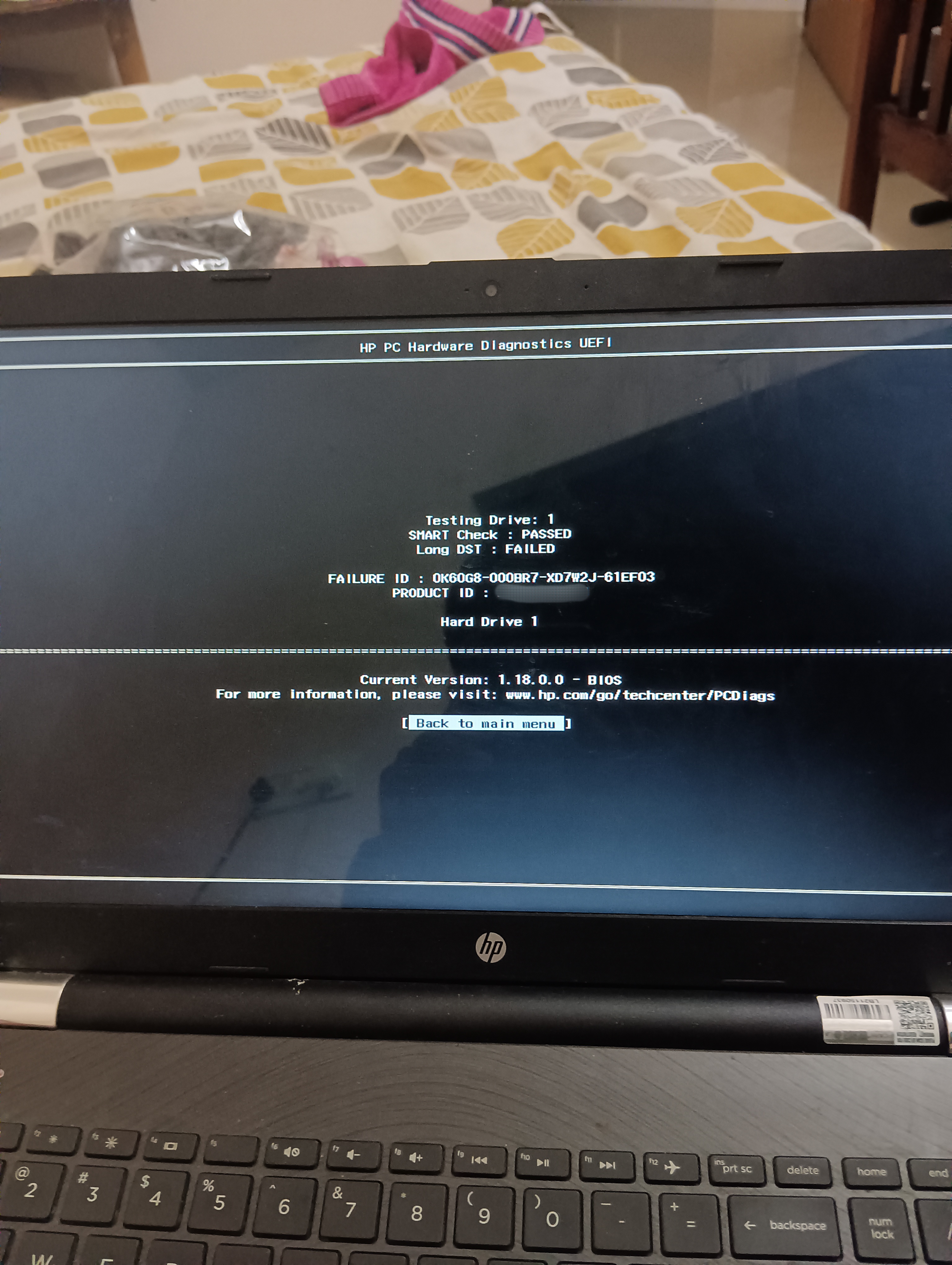 Long DST Failure - HP Support Community - 8895978