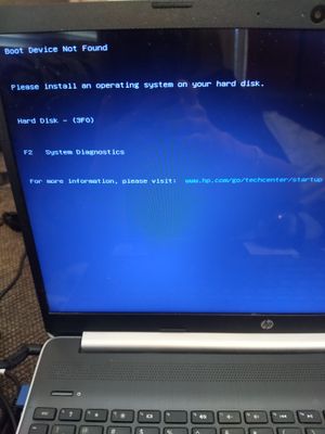 My laptop indicates i have a boot device not found. My F ke... - HP ...