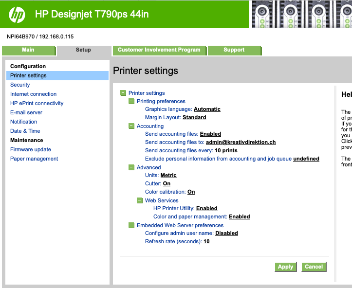 DesignJet T790ps job queue, web server - HP Support Community - 8900516