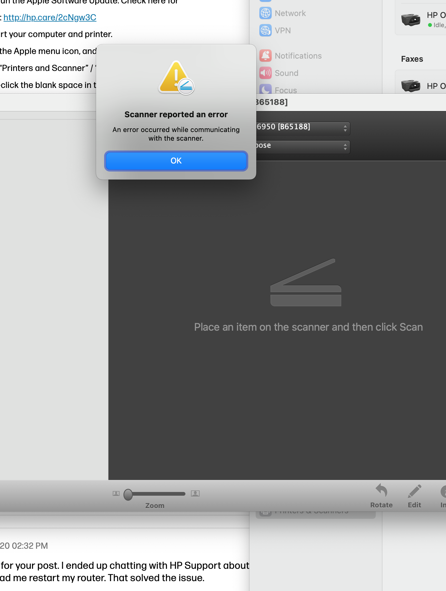 Officejet 6950 - scanner not connecting or communicating wit... - HP ...