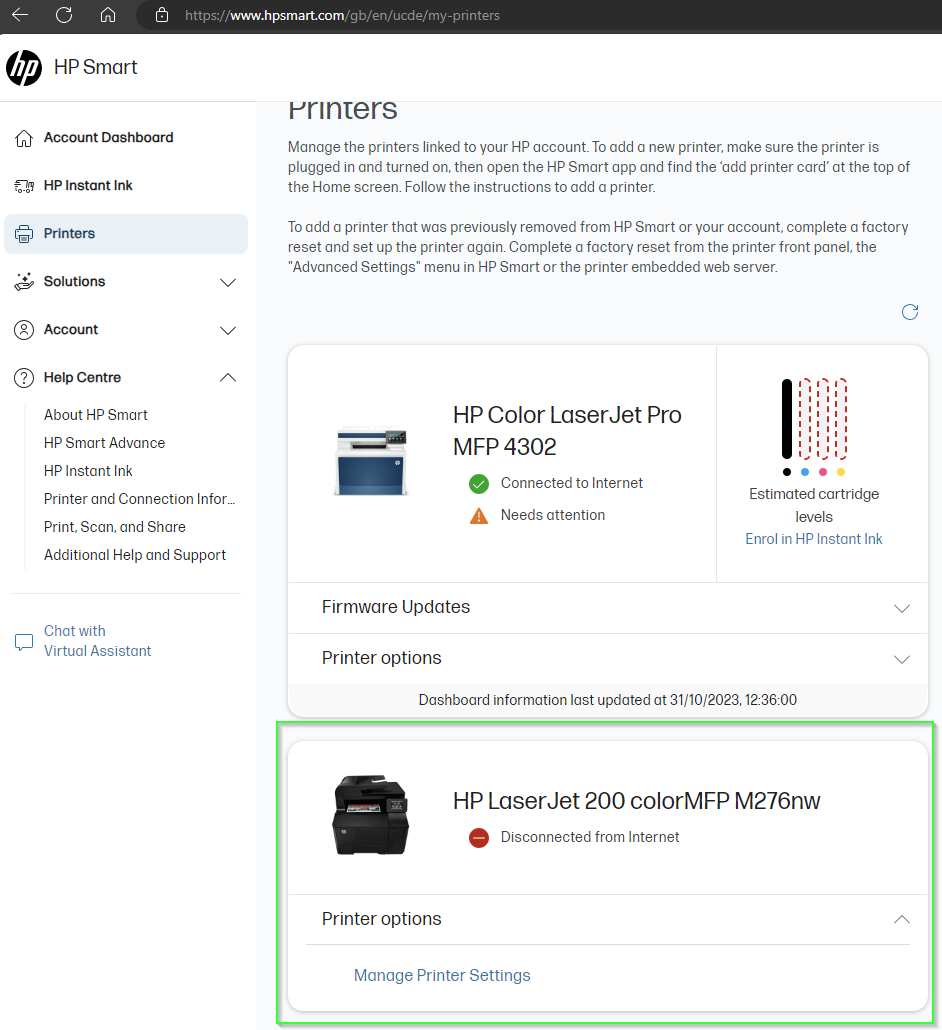 Can´t delete a printer from HP Smart Account - HP Support Community ...