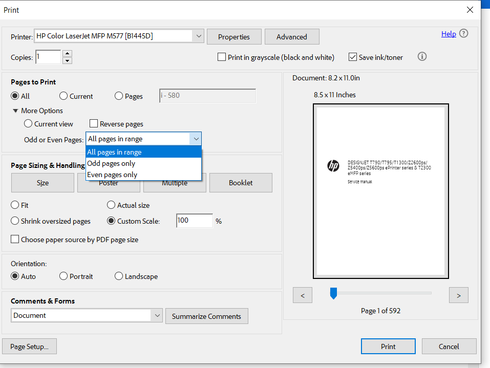 Print Odd numbered pages only - HP Support Community - 8907011