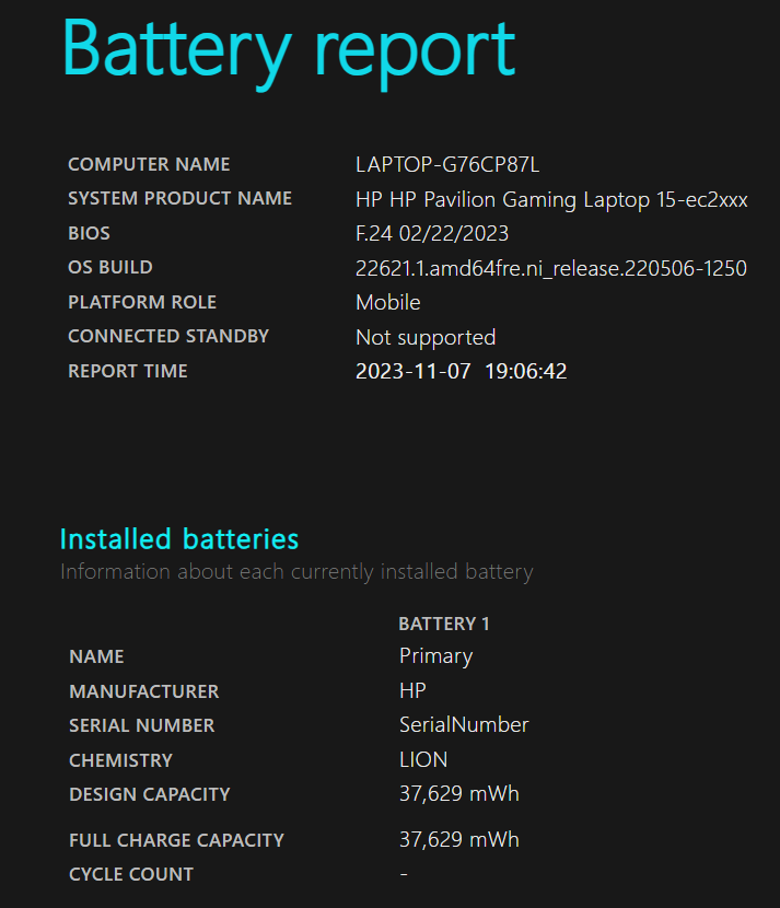 Change in the design capacity of battery in hp pavilion lapt... - HP ...
