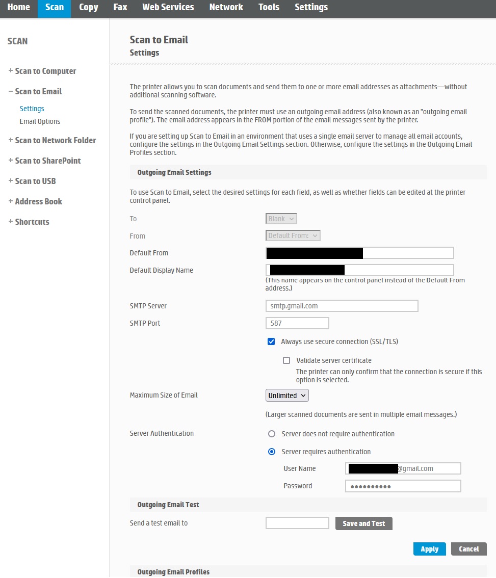 scan to email from g mail account - HP Support Community - 8924423