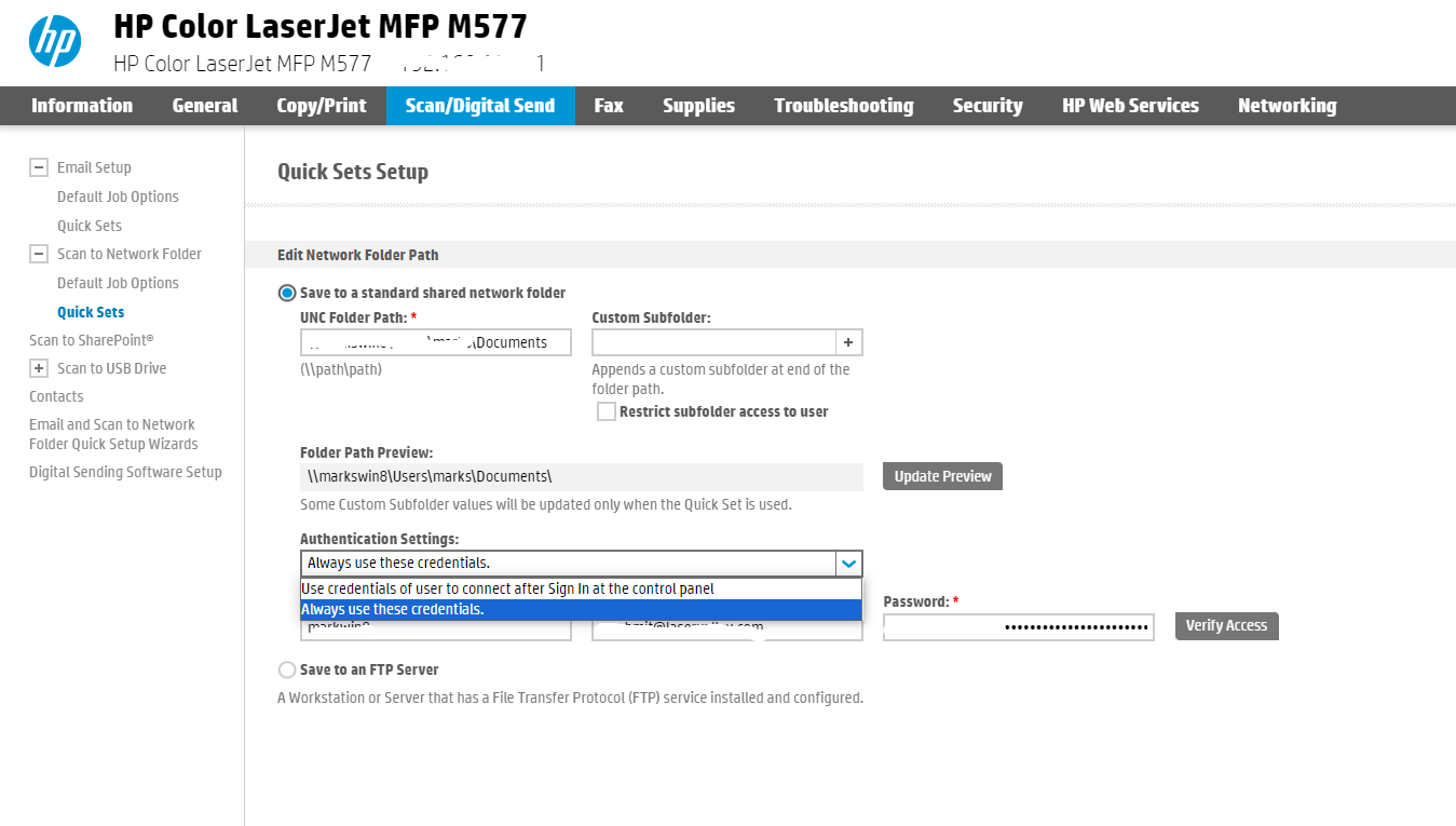 HP Color LaserJet FlowMFP M681 Scanning to Network Folders - HP Support ...