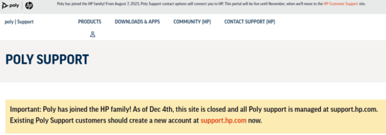 Poly Support has moved to HP - HP Support Community - 8931517