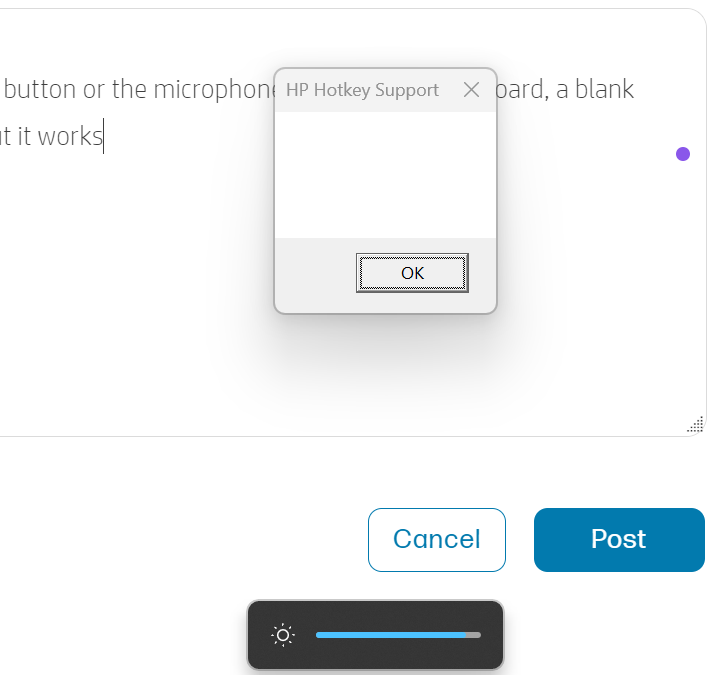 Brightness Button notice - HP Support Community - 8941047