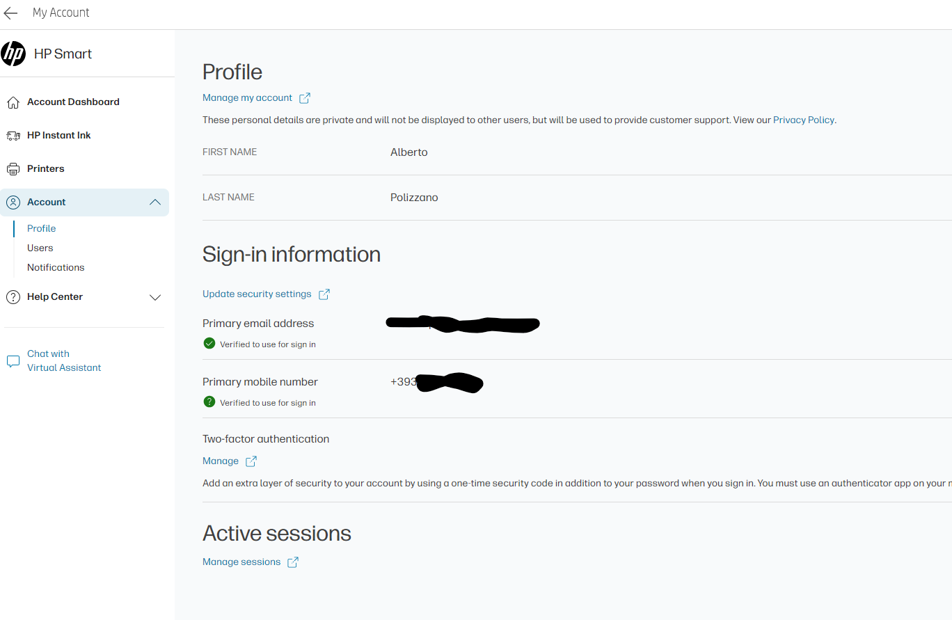 HP Smart "Verify account" but nothing wrong on the account o... - HP ...