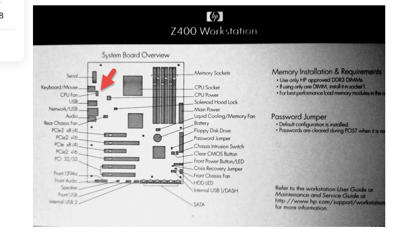 z400, how should the high performance heatsink/fan be plugge... - HP ...