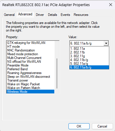 Realtek RTL8822CE 802.11ac PCIe Adapter showing 802.11n conn... - HP ...