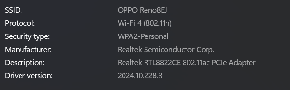 Realtek RTL8822CE 802.11ac PCIe Adapter showing 802.11n conn... - HP ...