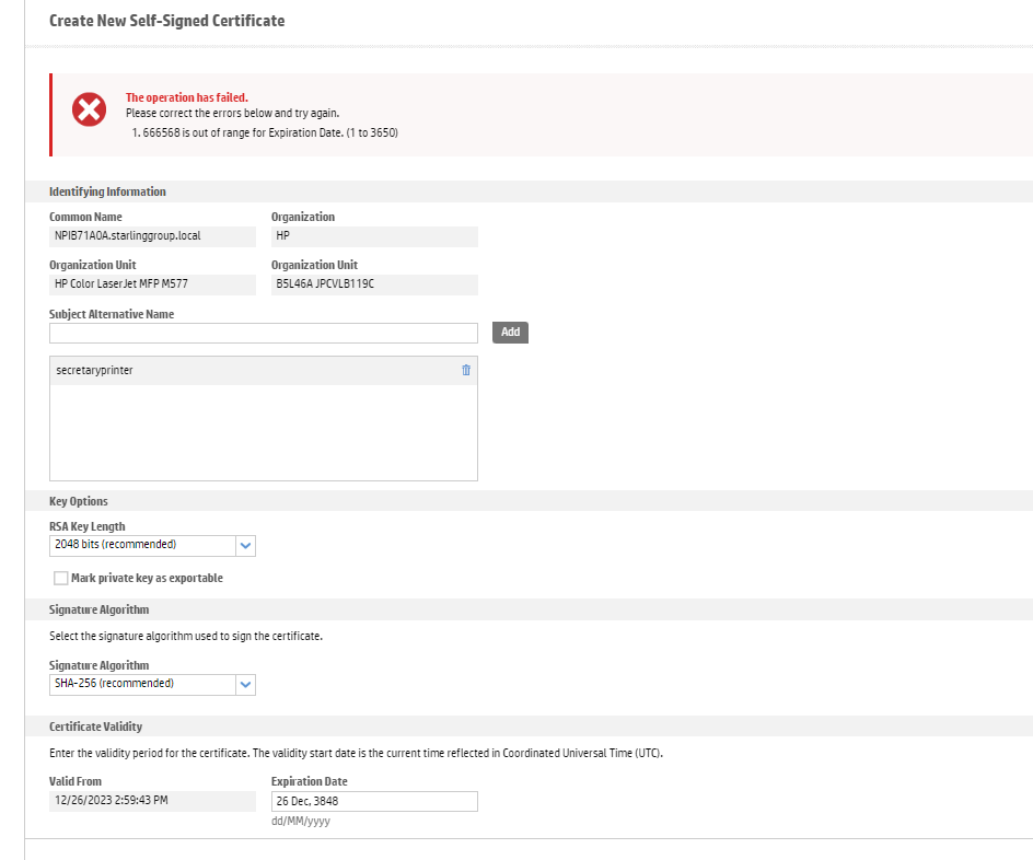 hp m577 encryption credentials have expired mac - HP Support Community ...