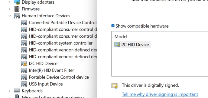 12C HID Device Touchpad - HP Support Community - 8951606