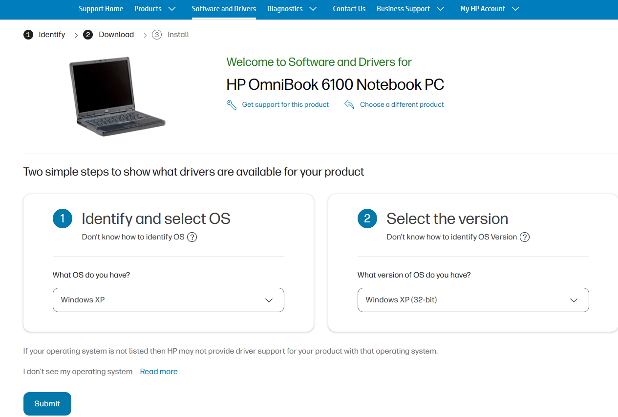 i can't download drivers from hp website, any help please - HP Support ...