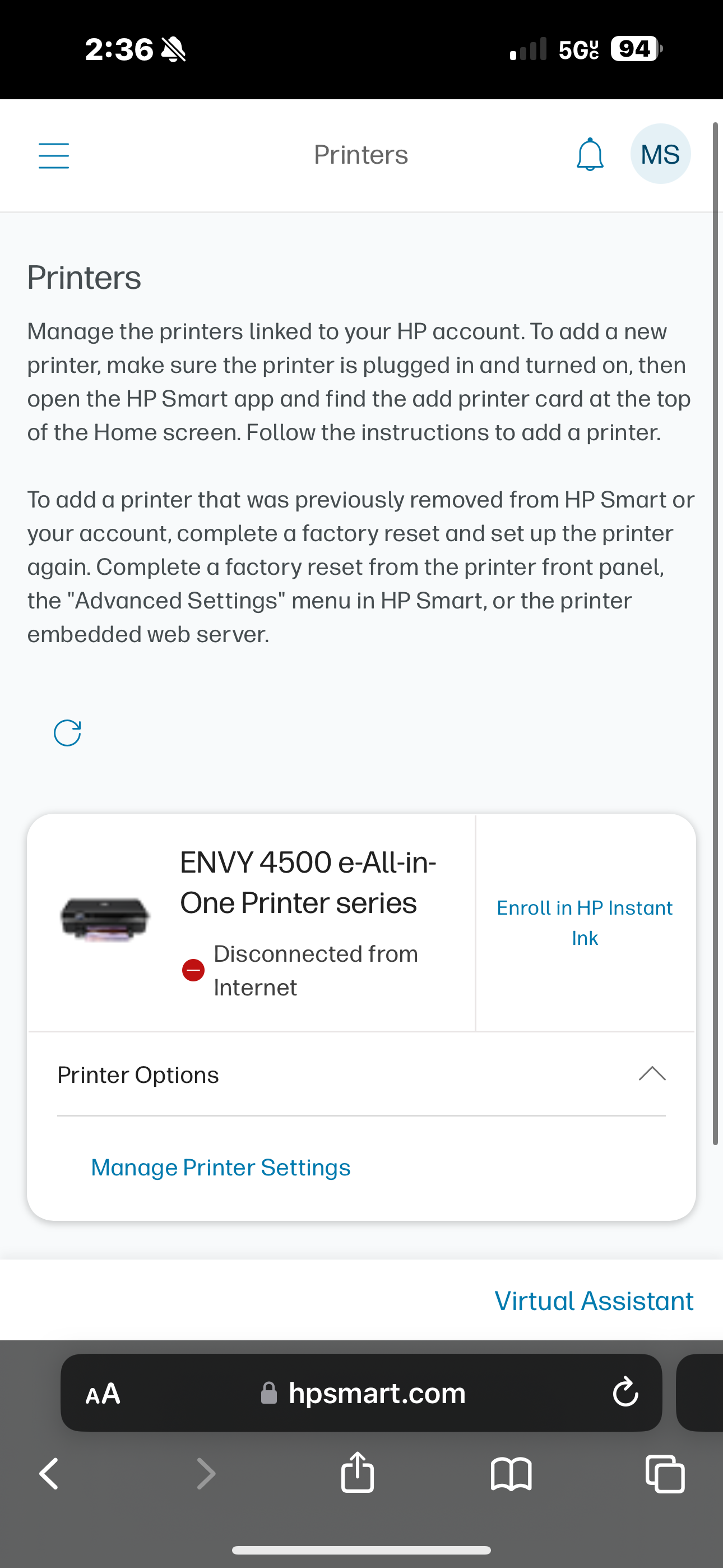 REMOVE PRINTER FROM MY HP SMART ACCOUNT - HP Support Community - 8958770