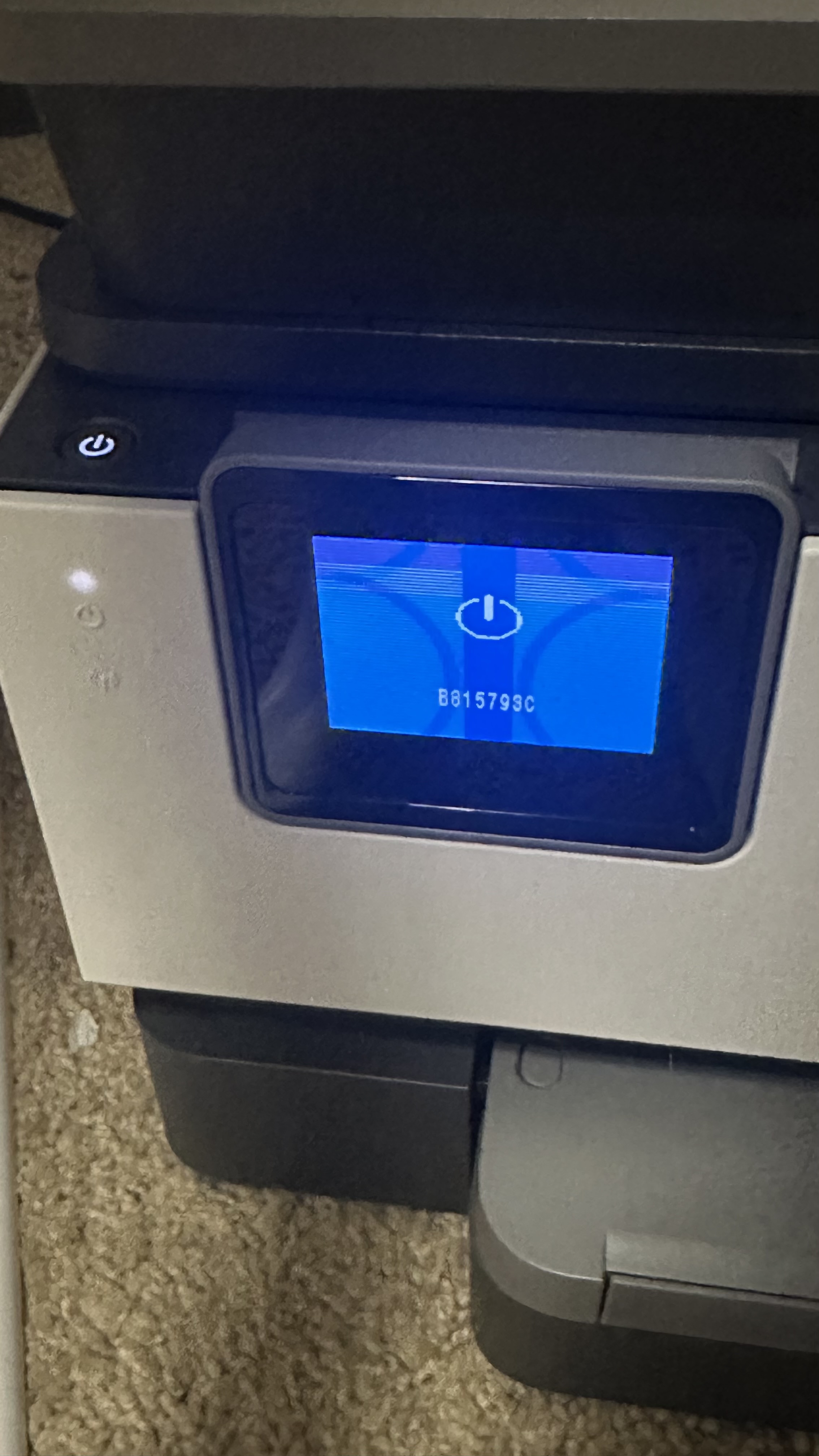 My printer is glitched on a blue screen and all lights are f... - HP ...