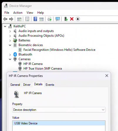 IR camera not working for windows hello, normal webcam works... - HP ...