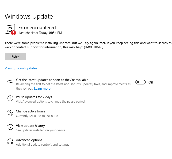 windows update security based and getting error again and ag... - HP ...