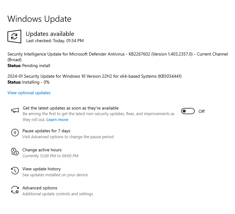 windows update security based and getting error again and ag... - HP ...