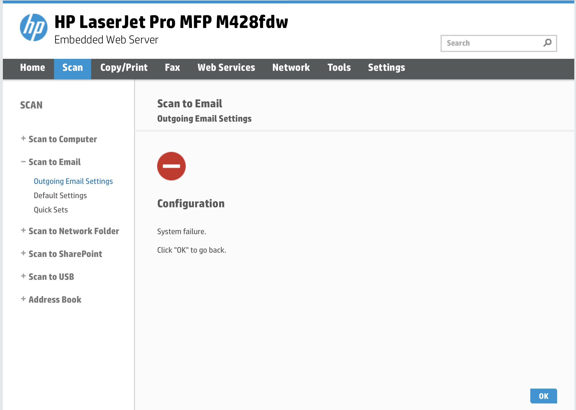Scan to Emil not working - HP Support Community - 8975248