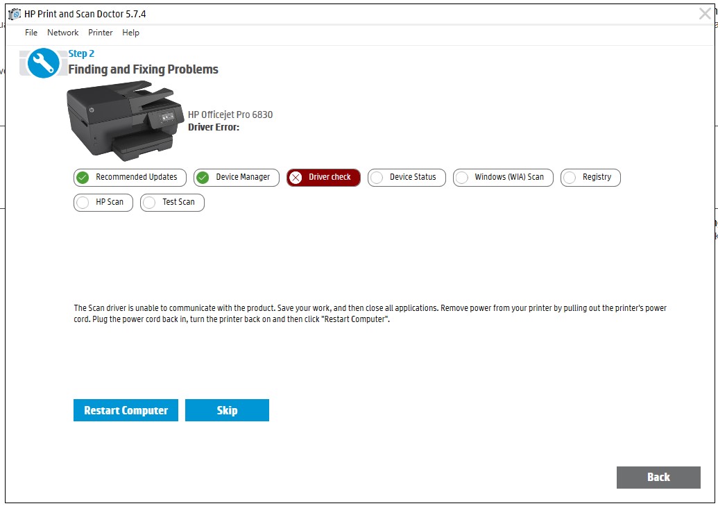 HP Officejet pro 6830 prints but won’t scan or copy - HP Support ...