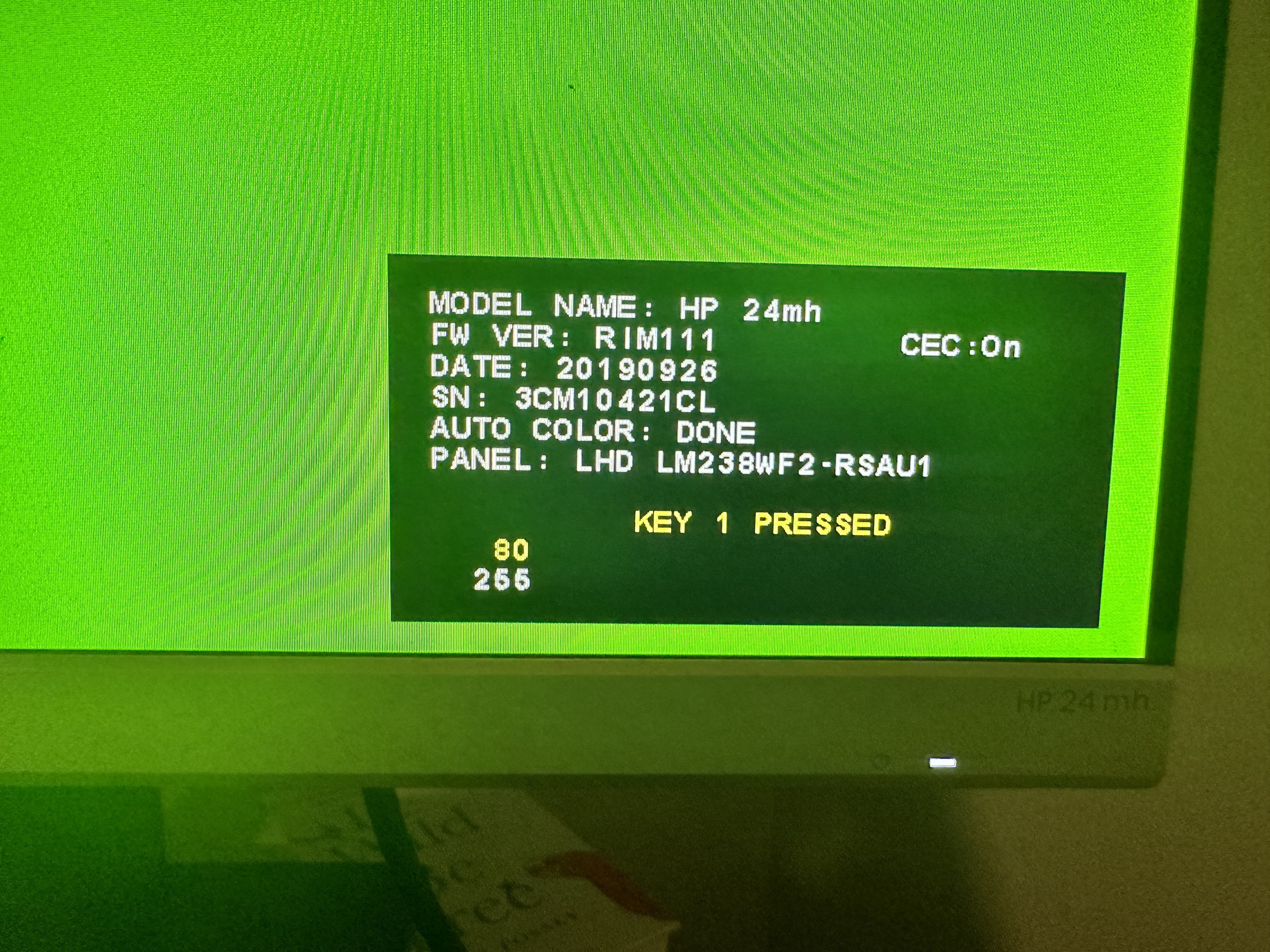 How to factory reset HP 24mh 23 monitor? It has colored scre... - HP ...