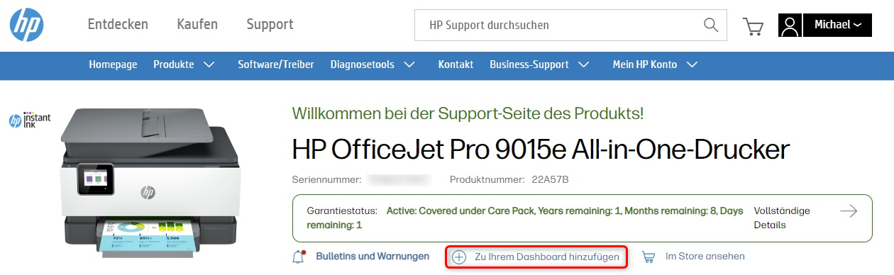 Cant add my printer to my dashboard says that serial number ... - HP ...
