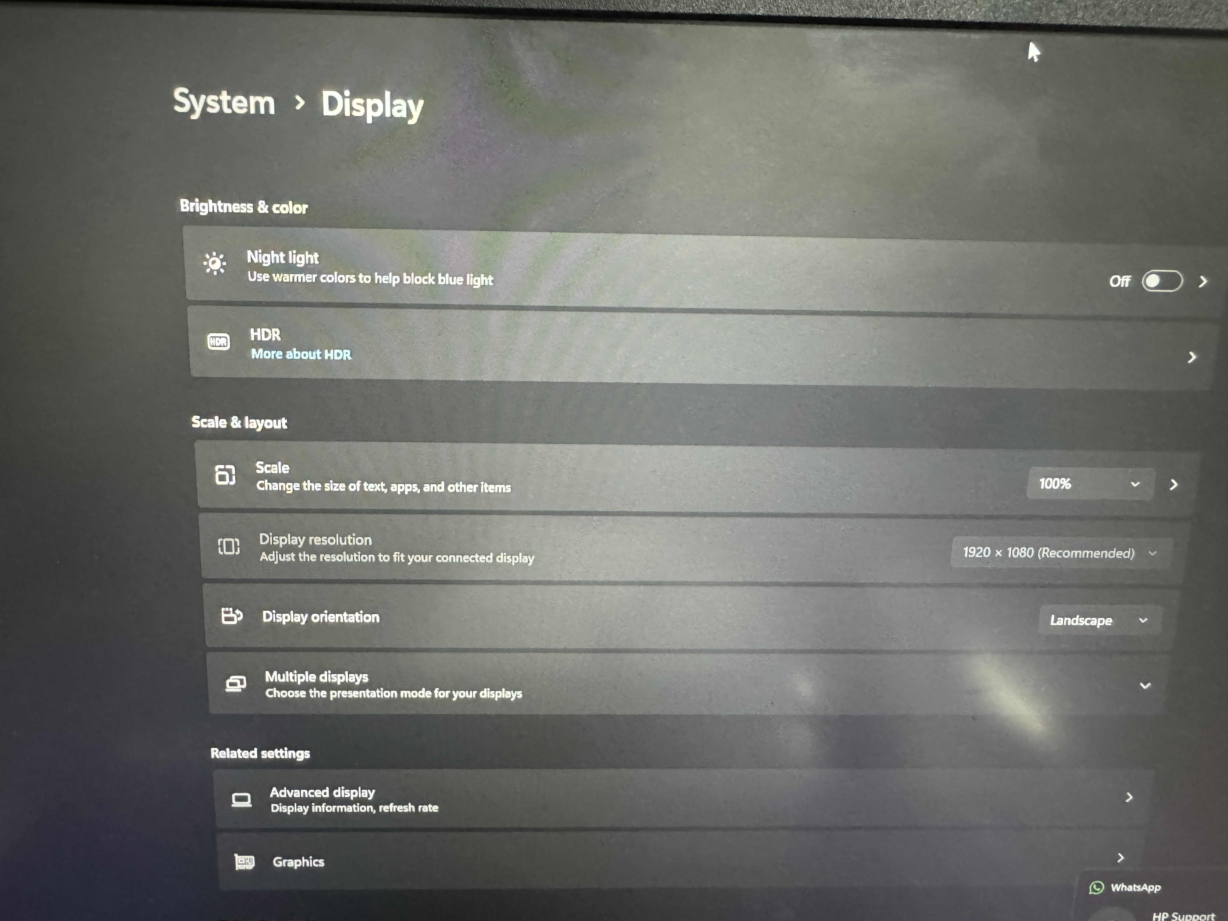 The brightness option is not available to manage brightness,... - HP ...