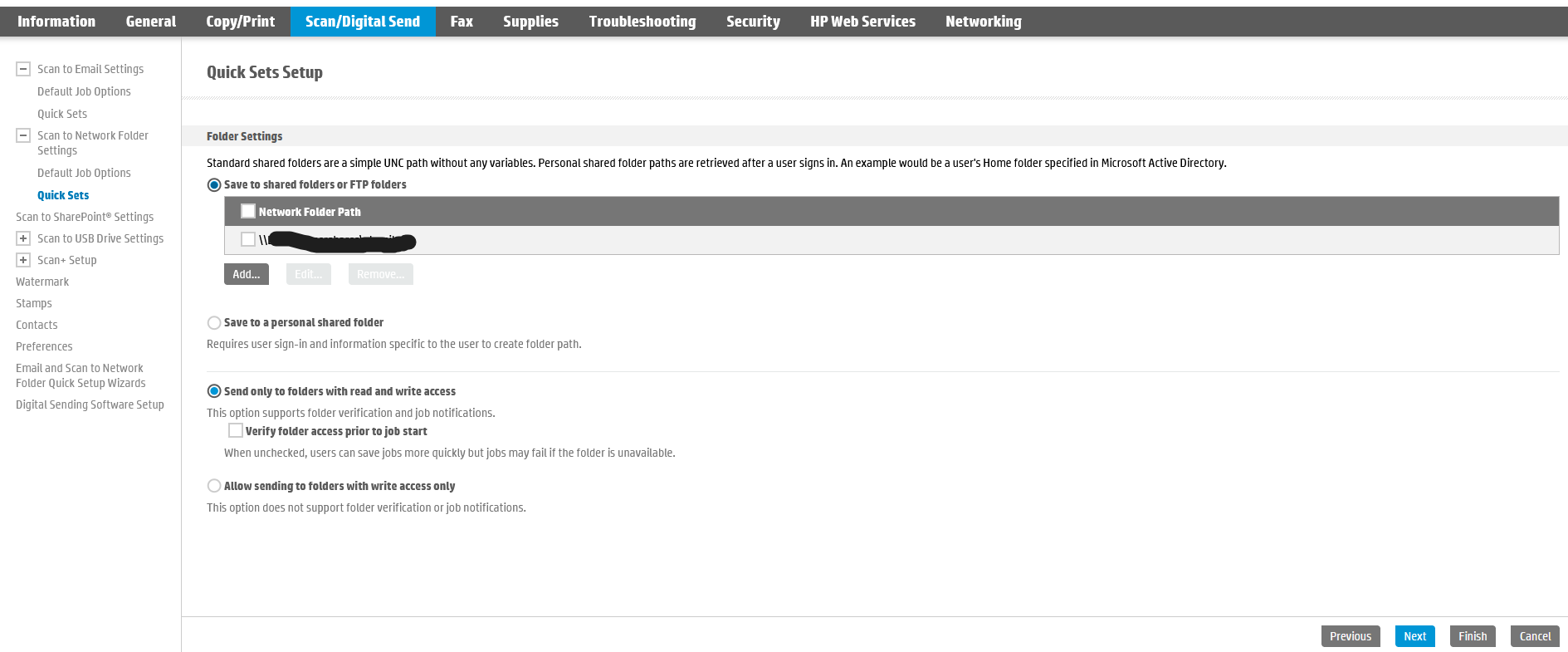 Creating a Scan to Folder Quickset on devices using FutureSm... - HP ...