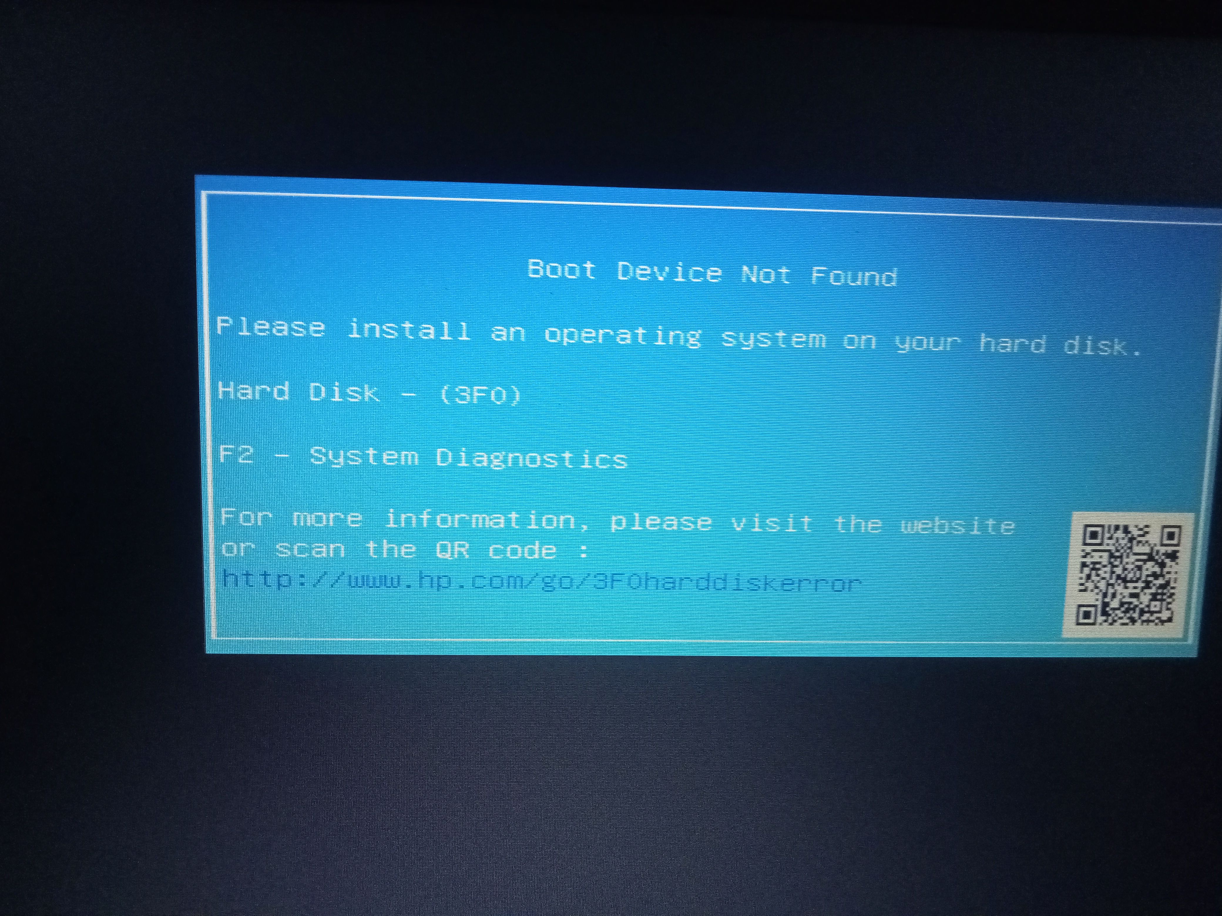 Boot device not found - HP Support Community - 9006944