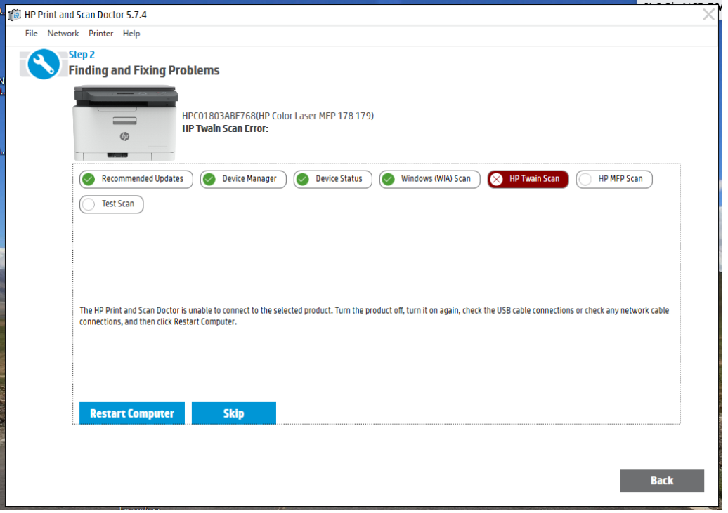 Solved: scan to pc doesn't work - HP Support Community - 9023640